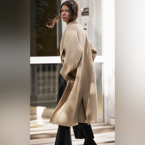 Zara | Jackets & Coats | Zara Double Faced Wool Blend Coat Zw ...